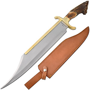 Old Ram Custom Handmade Full Tang Real Crown Montana Stag Horn Handle Hunting Knife