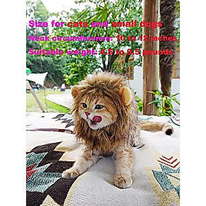 RosyLife Lion Mane Wig for Cat Costume Pet Adjustable Washable Comfortable Fancy Lion Hair Cat Clothes Dress for Halloween Christmas Easter Festival Party Activity (Brown)