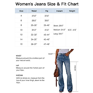 Koinshha Womens High Waisted Jeans Flare Stretch Boyfriend Casual Bootcut Denim Pants Pink