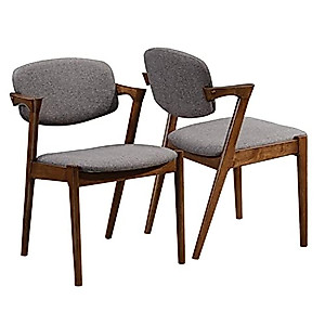 Coaster Malone (Set of 2) Dining Side Chairs Grey and Dark Walnut 20.25"D x 22.75"W x 30"H 105352