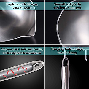 Newness Fat Separator, Durable 304 Stainless Steel Gravy Separator Skimmer with Vacuum Ergonomic Round Handle, Kitchen Cooking Fat Remover Strainer Spoon for Soups, Sauces, Stews and More, 13.5 Inches