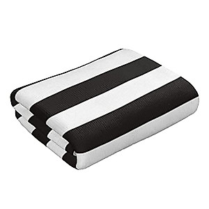Fingertip Towel , Black White Stripe Large Hand Towel for Bathroom Kitchen Spa(15.7x27.5 Inch)