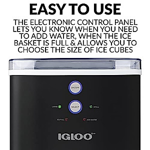 Igloo Large-Capacity Automatic Portable Electric Countertop Ice Maker Machine, 33 Pounds in 24 Hours, 9 Ice Cubes Ready in 7 Minutes, with Ice Scoop and Basket, Illuminated LED Lights