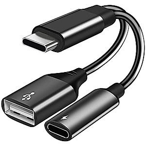 USB C to USB Adapter with Type C Charging, 2 in 1 Type C 3.0 OTG Splitter with 60W PD Fast Charge Compatible for Galaxy S23 S22 S21 S20 S20+ Note 20/10,Switch,LG V40 V30 G8, Pixel4 XL,Google TV 2020