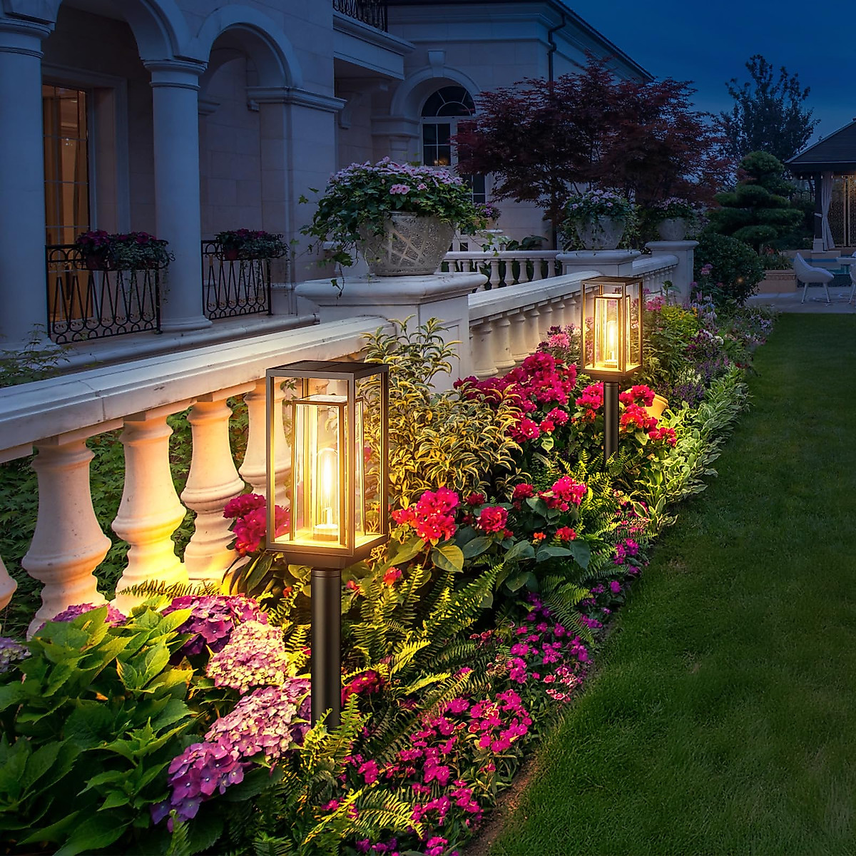 WdtPro Solar Pathway Lights Outdoor, 2X Bigger & Brighter Solar Lights Outdoor Waterproof, Over 12 Hours Double-Layer Solar Garden Lights, Auto On/Off Solar Lights for Outside Yard Walkway Driveway