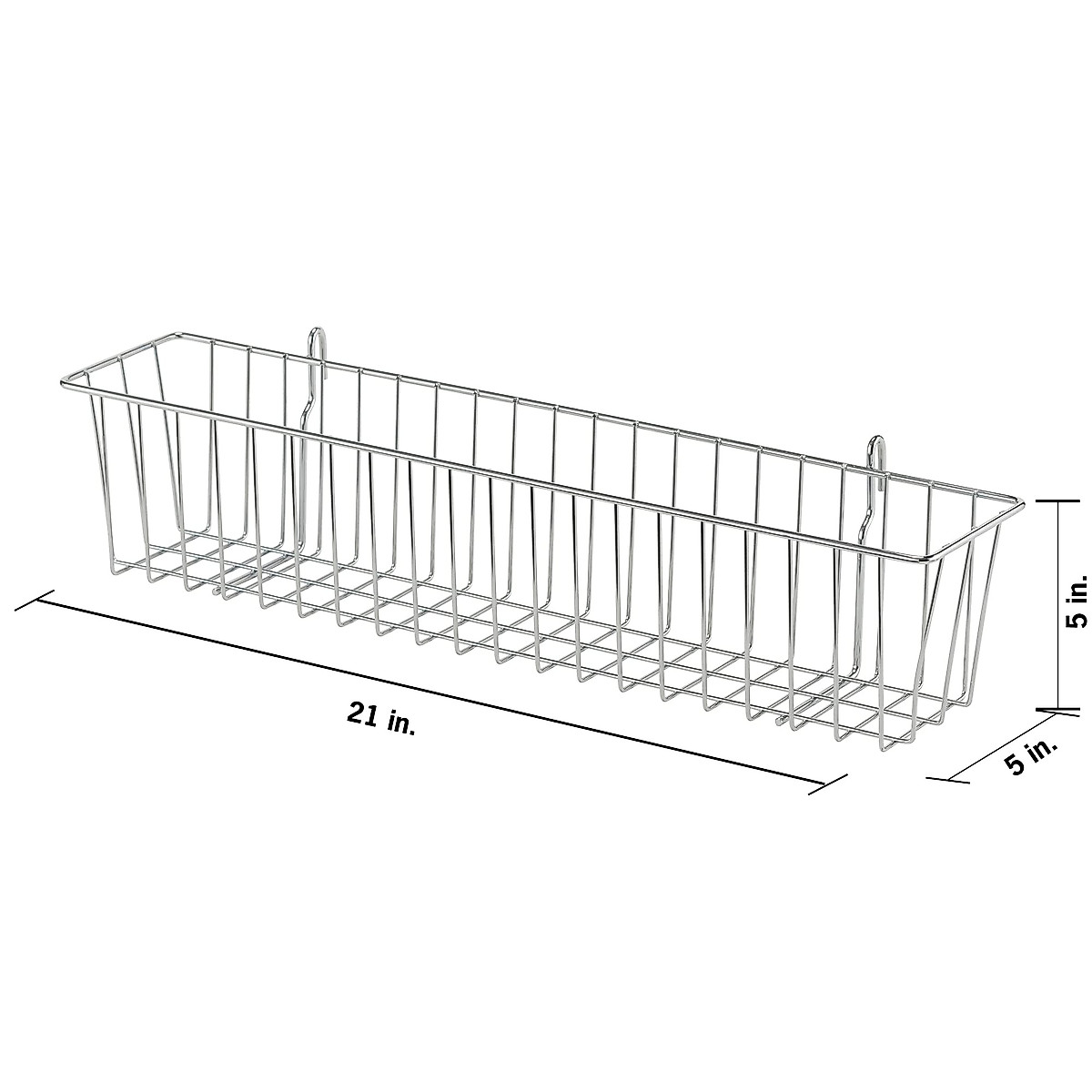 TRINITY EcoStorage 21-Inch Metal Hanging Basket to Use With Shelf Units and Storage Racks for Garage, Kitchen, and Closet Organization, NSF Certified, 20 Pound Capacity, Chrome, 2-Pack