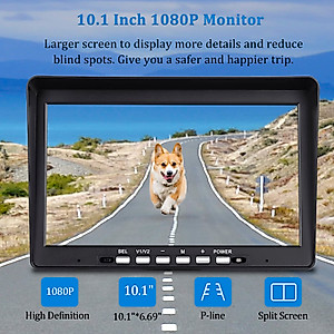 WOOCARTY 10.1'' Wireless RV Backup Camera System, 1080P DVR Recording Monitor, Night Vision IP68 Waterproof Rear View for Truck/Trailer/Camper, 32GB SD Card, Compatible with Furrion Mount, W101 BLACK