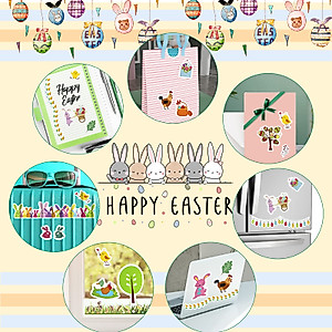 12 Sheets Easter Stickers for Kids, Easter Egg Bunny Stickers for Envelopes Cards Craft Scrapbooking Decorative, Easter Parties Favors Decorations Gift Supplies for Toddlers and Adults