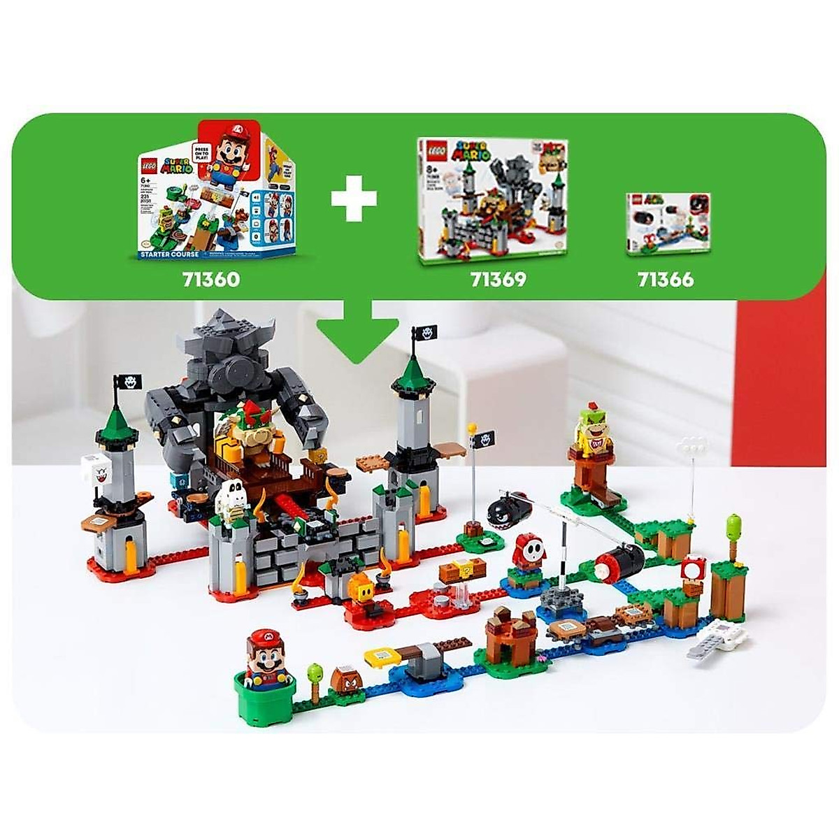 LEGO Super Mario Bowser’s Castle Boss Battle Expansion Set 71369 Building Kit; Collectible Toy for Kids to Customize Their Super Mario Starter Course (71360) Playset (1,010 Pieces)