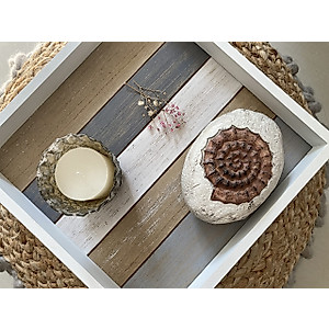Set of 2 Wooden Serving Trays for Ottoman and Coffee Table Lap Tray (16.3x12.2x2 & 11x11x1.5 Inches, Multicolor)