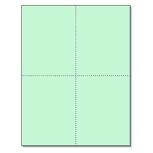 8-1/2" x 11" Laser/Inkjet Postcards 4 Per Page, (4-1/4" x 5-1/2" Each Card | Green, 1000 Cards)
