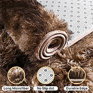Isdook Soft Shaggy Rugs Fluffy Rug, Plush Area Rugs for Living Room Nursery Home Decor, Tie-Dyed Brown Anti-Skid Rectangular Fuzzy Rug 2x3 Feet