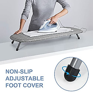 Johgee Foldable Tabletop Ironing Board with Iron Rest, Small Ironing Board with 2 Cotton Covers, Portable Mini Ironing Board with Non-Slip Folding Feet for Home, Laundry Rooms, Travel Use and Dorms