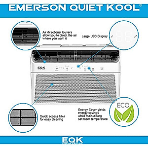 Emerson Quiet Kool Smart Window Air Conditioner,12000 Btu 115V, WiFi and Voice Control, Works w Amazon Alexa and Google Home, Energy Star, EARC12RSE1H, White
