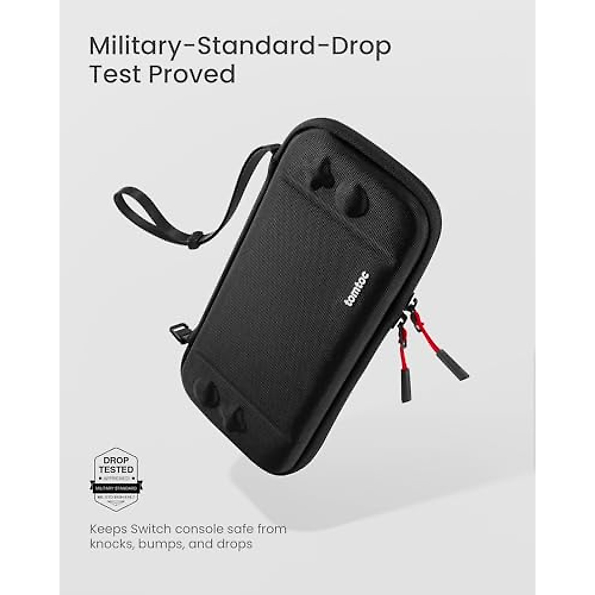 tomtoc Slim Carrying Case for Nintendo Switch / OLED Model, Protective Switch Sleeve with 10 Game Cartridges, Hard Portable Travel Carry Case, with Original Patent and Military Grade Protection, Black