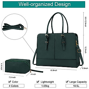 Laptop Bag for Women Leather Work Tote 15.6 Inch Laptop for Computer Bag Waterproof Business Office Professional Large Capacity Handbag Shoulder Bag