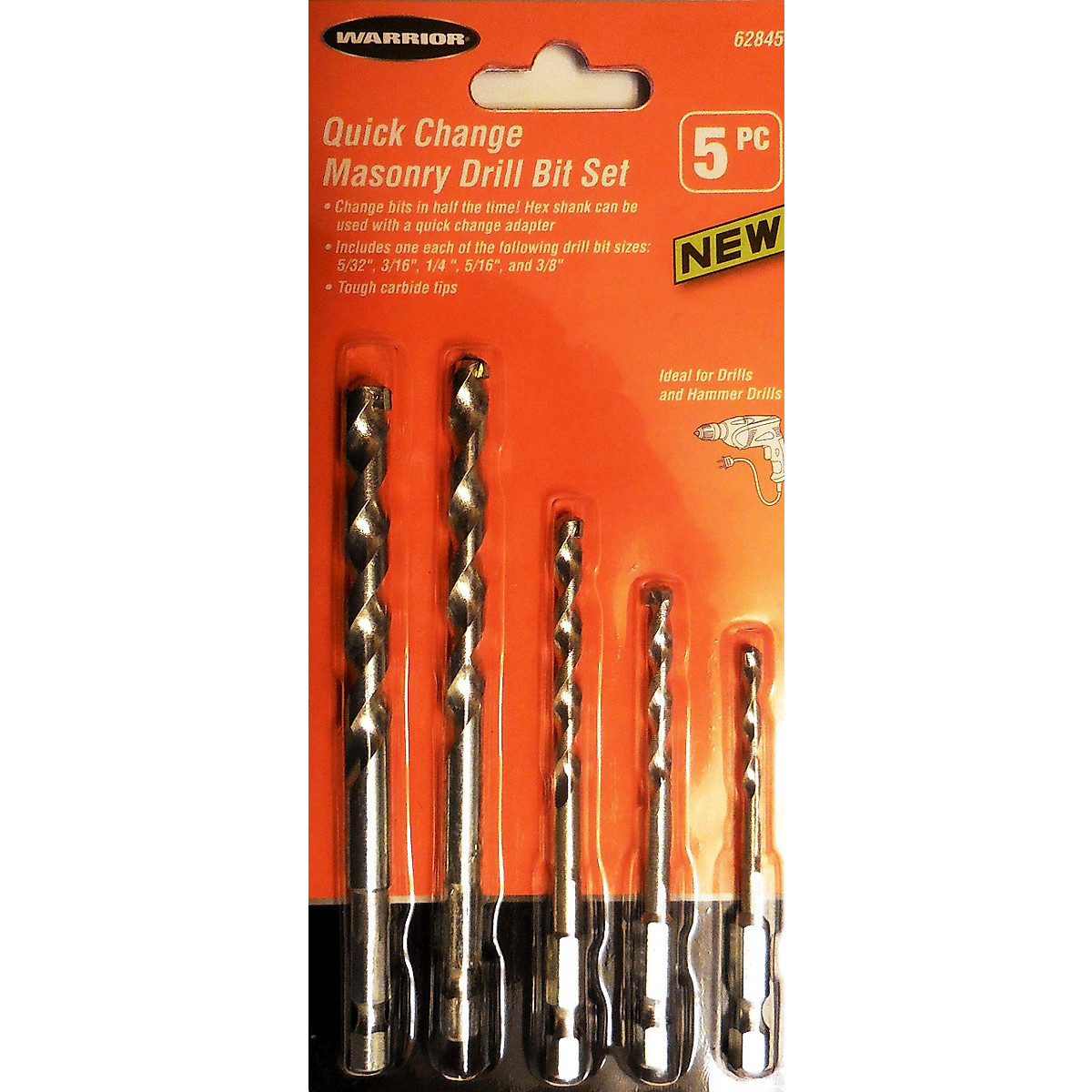 Quick Change Masonry Drill Bit Set (5 pc Warrior)