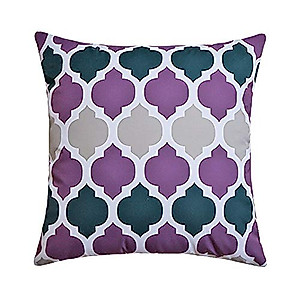 Andreannie Pack of 4 Outdoor Waterproof Double-Sided Printing Decorative Throw Pillow Cover Cushion Case for Garden Tent Park Farmhouse Polyester Both Sides Square 18 x 18 inches (Set of 4 Purple)
