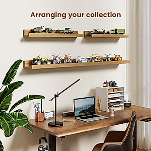 Heimlove Floating Shelves Set of 3, Picture Ledge Shelf, 24 inch Floating Shelves for Wall, Floating Shelves with Lip for Living Room,Bedroom,Bookshelf,Nursery-Natural Oak