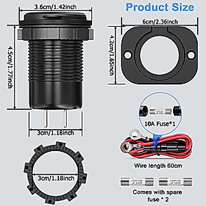 [Upgraded Version] 12V USB Outlet Qidoe 78W 3 Port USB C 12V Outlet Dual PD 30W & 18W USB A Port with Voltmeter Lengthened Aluminum Body Switch Waterproof USB Car Charger Socket for Car Boat Marine RV