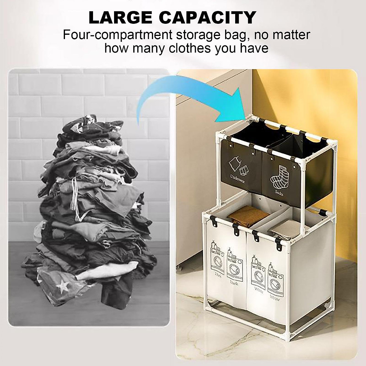 Generic Laundry Basket Organizer,Household Tall Laundry Bag, Laundry Bins for Cloth Compartment Organizing,Laundry Organization and Storage Baskets for Home, JI99U5VFPTMT5FJE