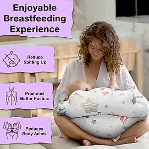 PILLANI Nursing Pillow for Breastfeeding & Bottle Feeding, Original Breast Feeding Pillow for Mom & Baby Support, Removable Cotton Cover, Adjustable Waist Strap, Baby Girl Boy Essentials Must Haves