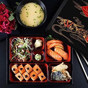 Cabilock Japanese Sushi Tray Lunch Box Bento Box Traditional Plastic Candy Box Snack Serving Box with Lid for Restaurant Home Office School