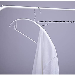 Cocomaya 16.5 Inch White No Shoulder Bumps No Mark Non-Slip Rubber Coated Contour Metal No Bumps Hanger, Sweater Hanger, T-Shirt Hanger Suit Hanger with Pants Bar Pack of 10 (White, 10)