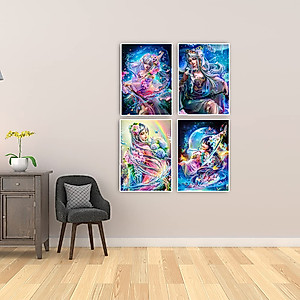 4 Pcs Fairy Diamond Painting Kits 30x40CM Easy Diamond Painting Kits for Beginners DIY Fairy Cross Stitch Kits Angel Diamond Art 5D Round Diamond Art Kits Diamond Dots Flower Elf Picture Art Crafts