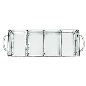 Galvanized Metal Tray Caddy with 4 Compartments for Kitchen (16.75 x 5 x 3 In)
