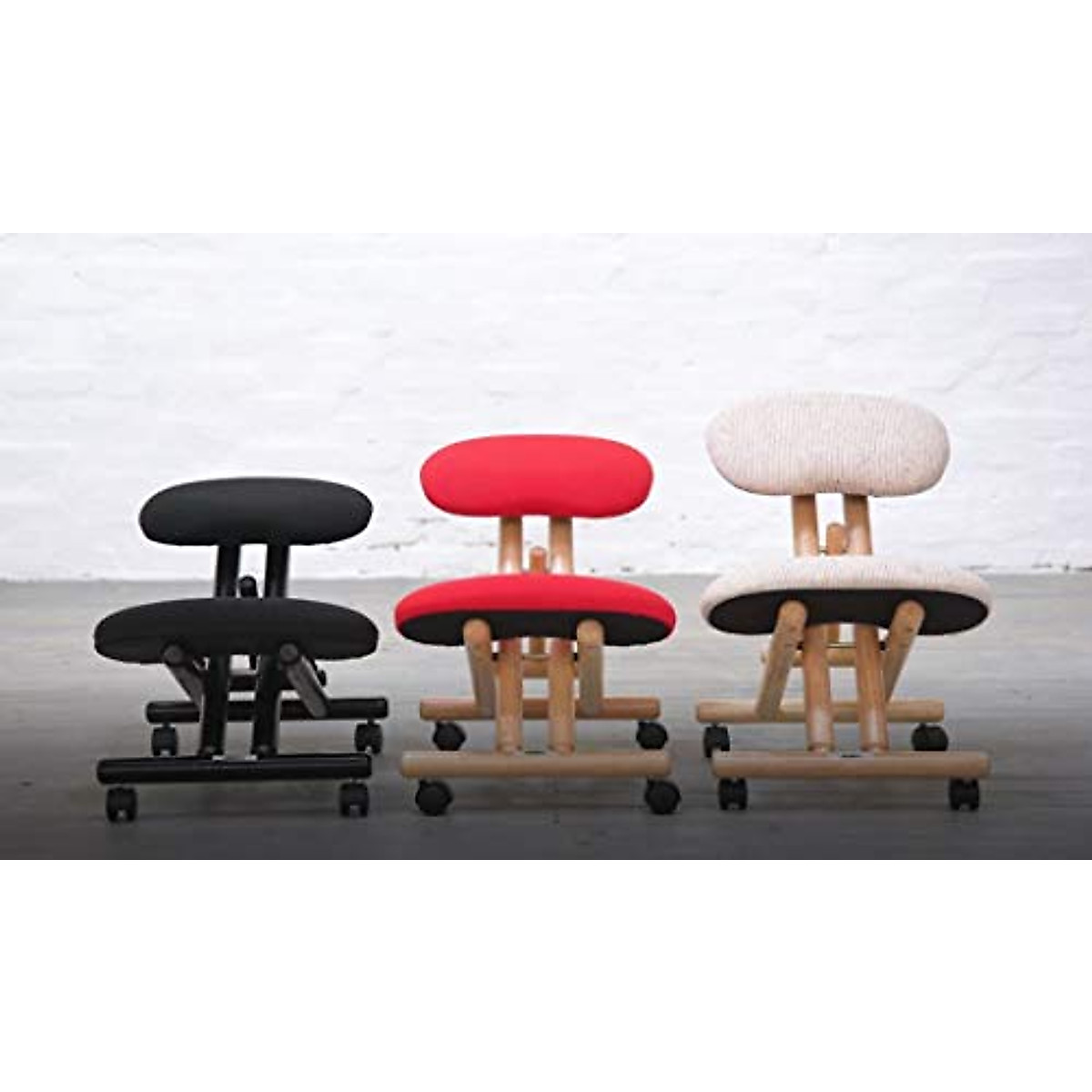 Cinius Professional Ergonomic Wooden Height-Adjustable Kneeling Chair with Backrest Support and Non-deformable Cushions. Beige