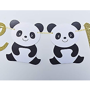 Little Panda Banner Sign Garland for Baby Shower Birthday Party Decor Zoo or Safari Theme Party Photo Prop Backdrop (Gold)