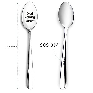 Good Morning Nana Spoon Engraved Funny Gift for Nana Mother, Ice Cream Tea Coffee Cereal Lover Spoon Best Thanksgiving Christmas Birthday Gifts