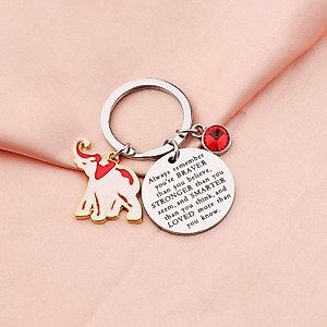 WSNANG Sorority Gift Finer Women Keychain Greek Sorority Jewelry Braver Stronger Smarter Than You Think Keychain (Red elephant Always)