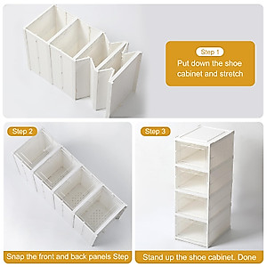 OohFaice 5-Tier Corner Shoe Rack Storage Organizer, Narrow Shoe Shelf for Closet Entryway, Free Standing Cabinet with Clear Door, Plastic Space Saving Foldable Shoe Stand, Clear