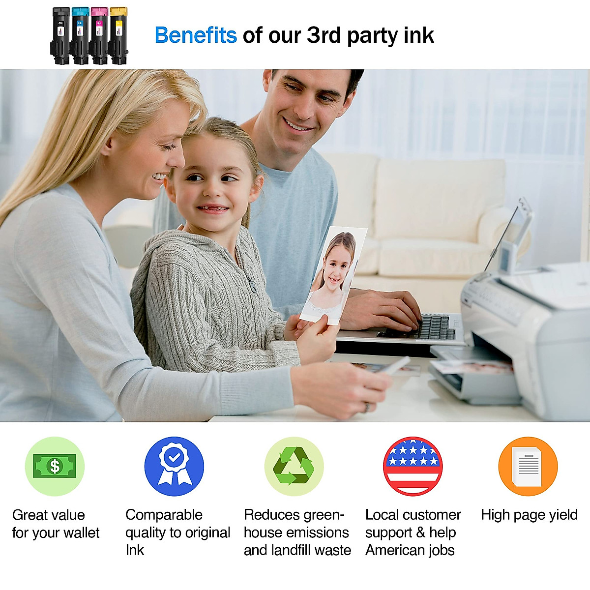 Cartlee Set of 4 Compatible High Yield Laser Toner Cartridges for Xerox Phaser 6510 6510/dni 6510/dn 6510/n Workcentre 6515 6515/dni 6515/dn 6515/n Printer (1 Black, 1 Cyan, 1 Magenta, 1 Yellow)