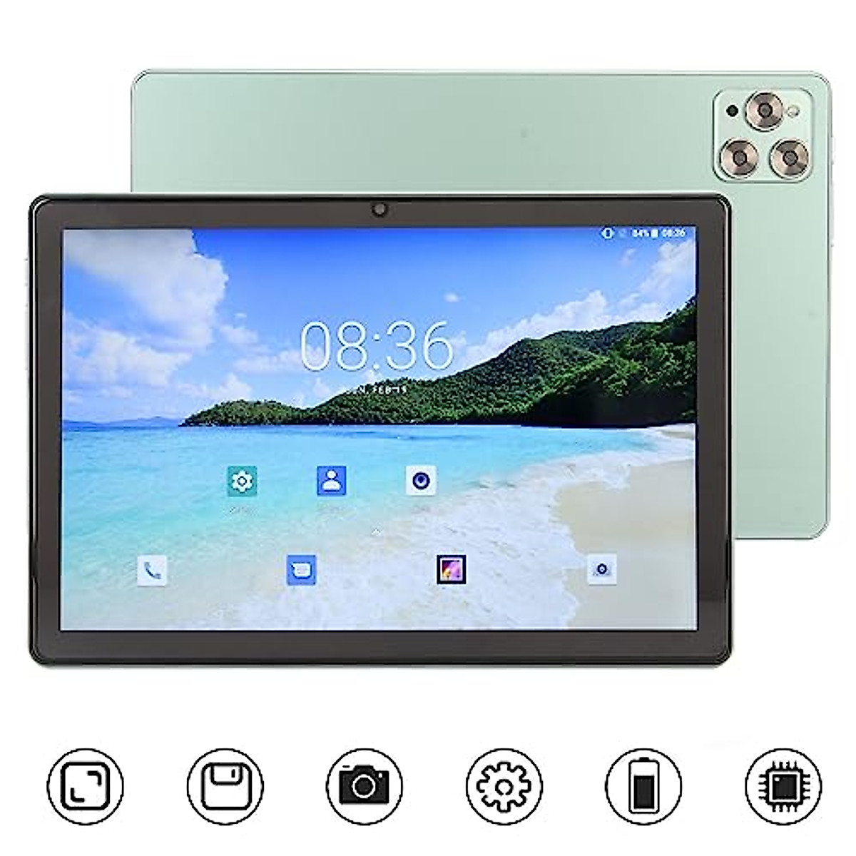 HEEPDD HD Tablet with 2 Card Slots Travel 10.1 FHD Gaming Tablet Octa Core CPU (US Plug)