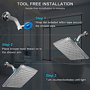 High Pressure Rain Shower Head: Abujia 9 Inch Luxury Large Square Rainfall shower heads, Adjustable Wall Mounted and Ceiling Mounted Fixed High Flow Waterfall showerhead for Bathroom