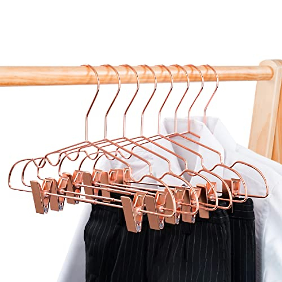 Koobay 12.6" Rose Gold Shiny Steel Wire Children Coat Clothes Hangers, 25 PACK, Garment Clips Hangers Pants Closet Hangers