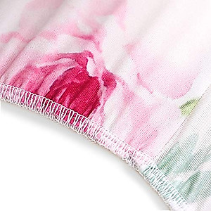 HOMRITAR Crib Sheet for Girls, Super Soft Jersey Knit Crib Sheet with Floral Design Fitted Standard Crib and Toddle Mattresses, 28"x 52"x 9'' Silky Baby Sheet, Bluch Watercolor