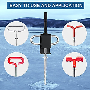 MUMUBOAT Ice Anchor Drill Adapter Kit with Storage Bag, 4pcs Ice Anchor Tool, Ice Shanty Anchors for Setting Up Ice Fishing Shelter Tent