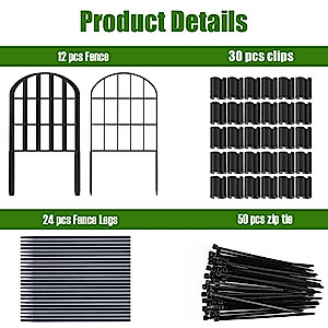 Ticanros 12 Pack Decorative Garden Fence Panels No Dig Fencing, Total 24in (H) x 13ft (L), Rustproof Metal Wire Garden Fence Border, Small Animal Barrier Fence for Dog