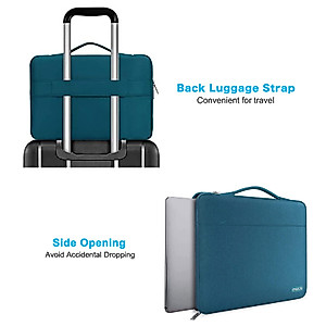 MOSISO 360 Protective Laptop Sleeve Compatible with MacBook Air 15 inch M2 A2941 2023/Pro 16 2023-2019 M3 A2991 M2 A2780 M1 A2485 A2141, 15-15.6 inch Notebook, Polyester Bag with Belt, Deep Teal
