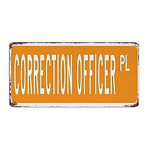 Correction Officer Yellow Funny Novelty Metal Tin Sign Rustic Indoor Signs Profession Pure Vivid Color Home Decor Metal Plaque for Living Room Entryway Dorm 6x12 Inch