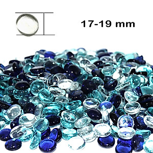 Flat Glass Marbles for Vases - 5 LB Mixed Blue Aqua and Clear Decorative Stone Beads for Vases, Crafts, Colored Rocks Table Scatter, Aquarium Fish Tank Pebbles, Centerpieces Gem Décor Floral Displays