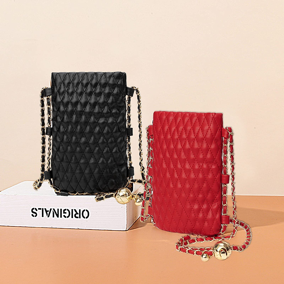 myfriday Mini Quilted Crossbody Purse for Women, Soft Small Summer Shoulder Purse and Handbag with Adjustable Chain Strap