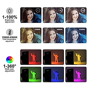 Newmowa RGB Video Light Portable LED Light for Phone, Tablet, Laptop, 360° Full Color CRI 95+ Dimmable 2500K-8500K, 2000mAh Rechargeable LED DSLR Lighting for Selfie, Makeup, Video Conference, TikTok