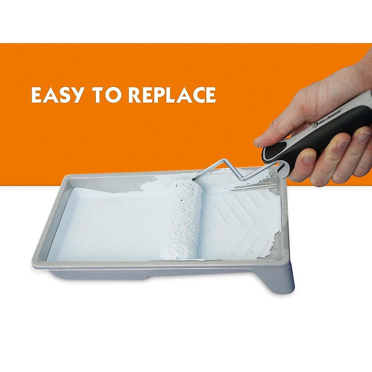 ROLLINGDOG 4 Inch Paint Roller - Mini Rollers Painting Include 4" Microfiber Jumbo Mini Paint Roller 3/8” Nap,Paint Tray with Disposable Liners (Pack of 3) and Paint Roller Frame