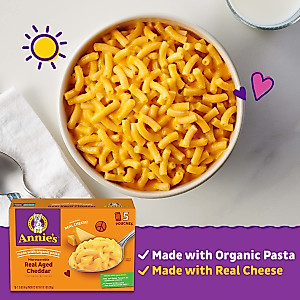 Annie’s Real Aged Cheddar Microwave Mac & Cheese with Organic Pasta, 5 Ct, 2.15 OZ Packets