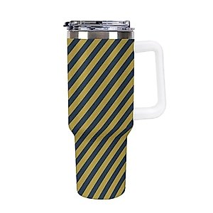 Blue And Yellow Stripes 40oz Water Bottle Double Wall Insulated Tumbler with Handle Leakproof Travel Mug White-style